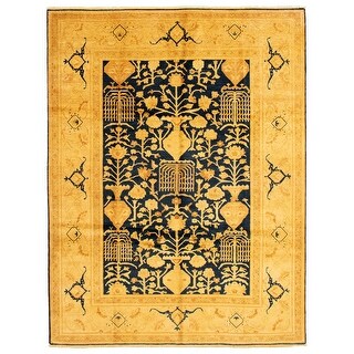 Hand-knotted Chobi Finest Navy Wool Rug - Bed Bath & Beyond - 31933514