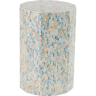 Handmade Mother of Pearl Side Table, 13"x13"x19", Blue Accent End Table ...