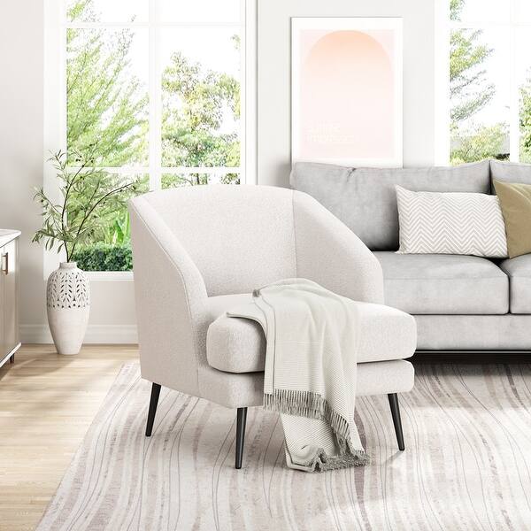 Grondin Mid-Century Modern Style Upholstered Accent Barrel Chair with ...