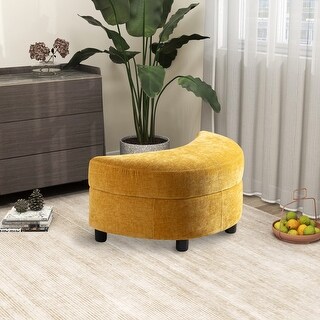 Half Crescent Moon Storage Ottoman with Tray and Padded Seat - Bed Bath ...
