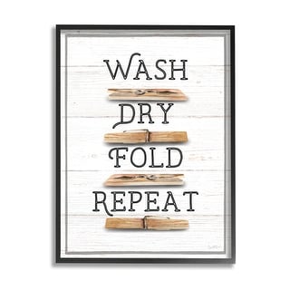 Stupell Rustic Laundry Phrases Framed Giclee Art Design by Elizabeth ...