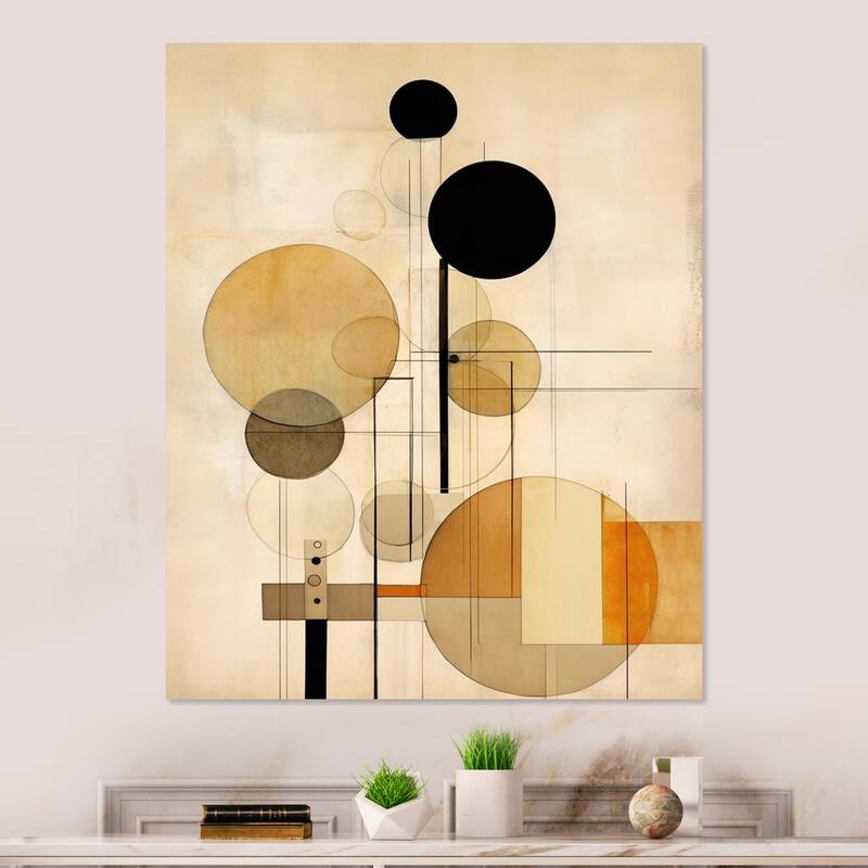 Designart "Beige Geometry In Motion I" Abstract Shapes Metal Wall Art ...