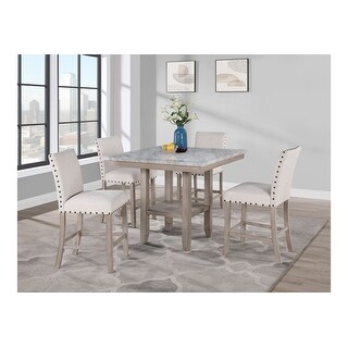 Transitional Dining Table Set with Marble Finish & 4 Dining Chair,5 ...