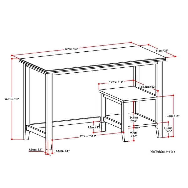 WYNDENHALL Stratford SOLID WOOD Transitional 50 inch Wide Desk in ...