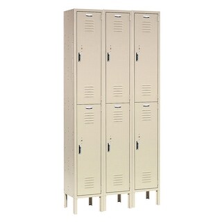 Double Tier Locker, 12x15x36, 6 Door, Ready To Assemble, Tan - 15"L x ...
