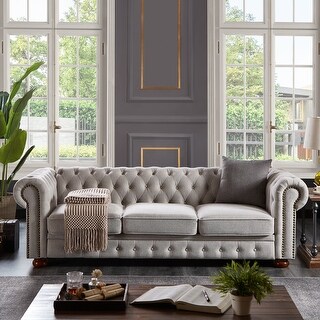 Chesterfield sofa, linen fabric - Bed Bath & Beyond - 40646951