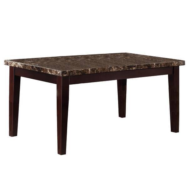 Rectangular Faux Marble Top Dining Table, Espresso Brown - Bed Bath ...