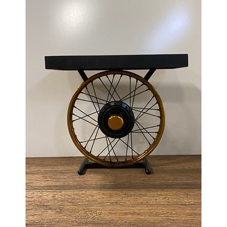 Black and Gold Wheel Accent Table - Bed Bath & Beyond - 39659108