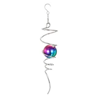 13" Gazing Ball Spiral Tail Decorative Wind Spinners with Glass Ball ...