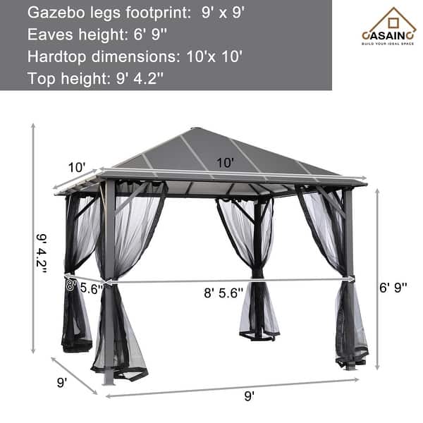 10 ft. x 10 ft. Outdoor Hardtop Insulated Aluminum Frame Patio Gazebo ...