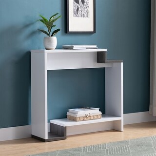 White & Distressed Grey Console Table with Bottom Shelf - Bed Bath ...