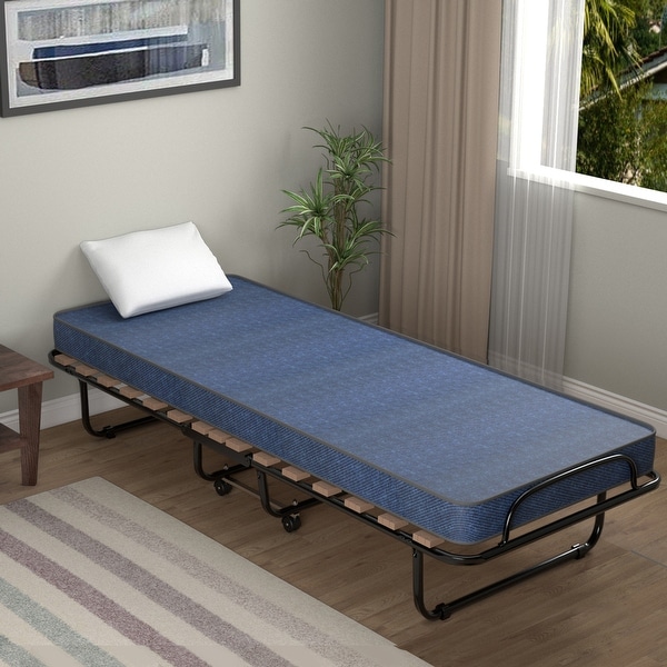 Gymax Folding Bed Rollaway Metal Guest Bed Sleeper Made in Italy w On Sale Bed Bath Beyond 37244109