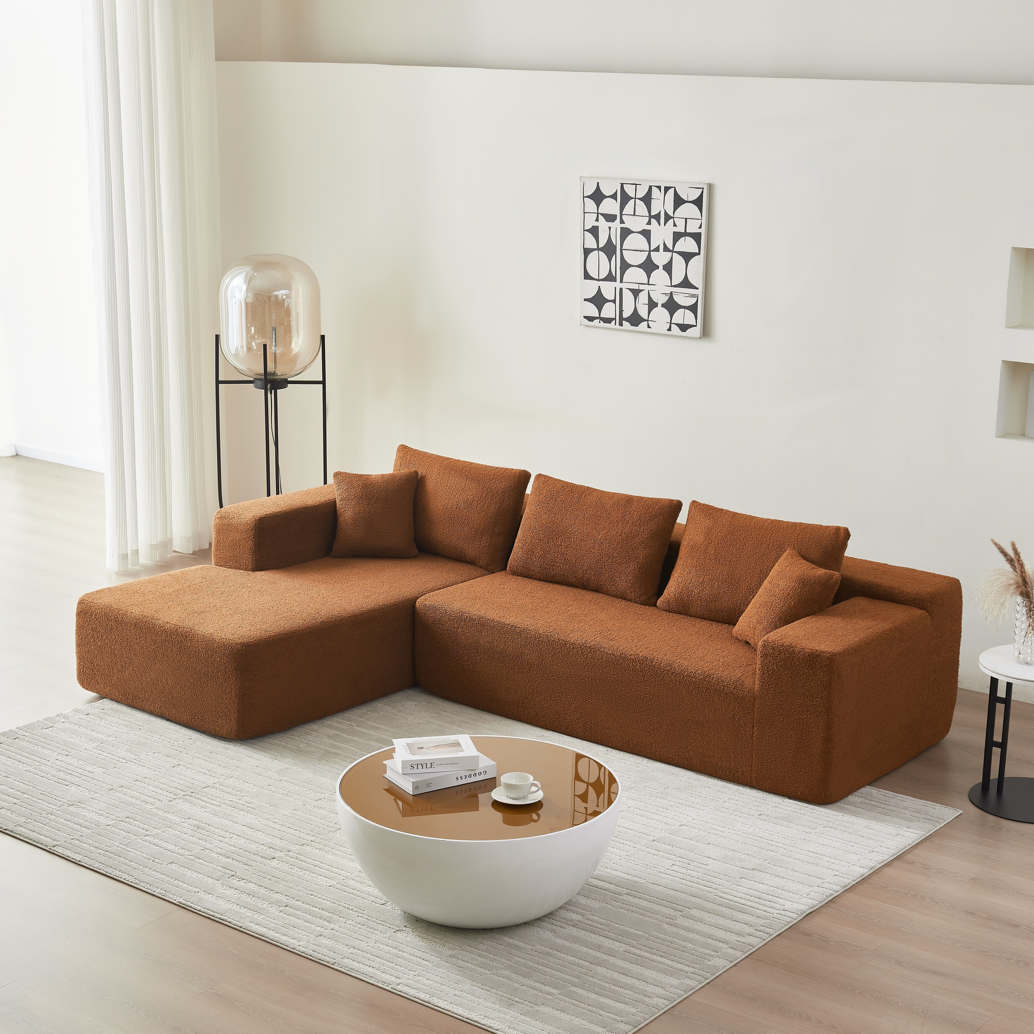 Lamb Fabric L shape Sectional Recliner Sofa w Chais Square Arms Bed Bath Beyond 39983681