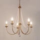 Alisar Mid-century Modern 5-Light Candle Classic Chandelier Wood Beaded ...