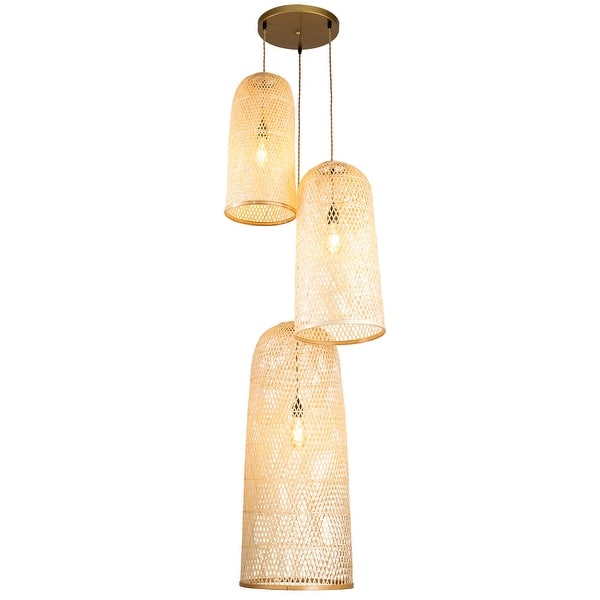 Three Lights Rattan Pendant Light - On Sale - Bed Bath & Beyond - 34442725