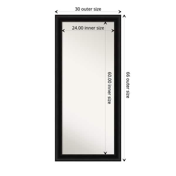 Non-Beveled Wood Full Length Floor Leaner Mirror - Parlor Black Frame ...
