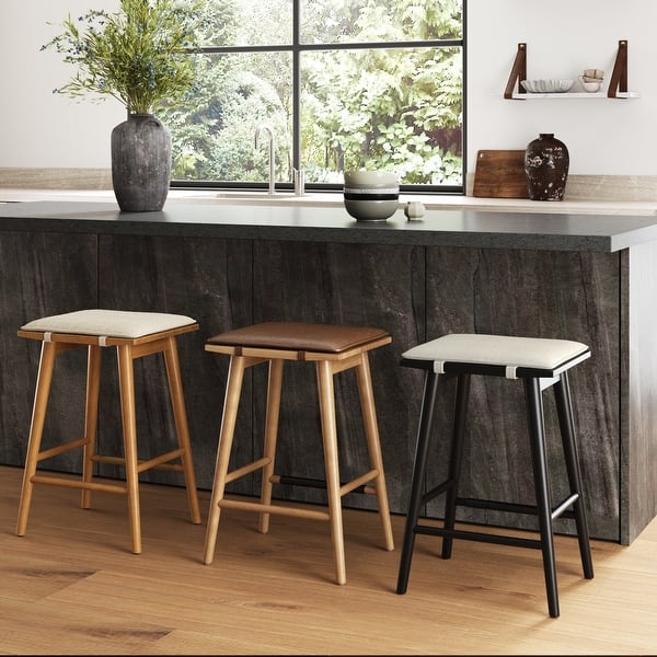 Barker Boucle Upholstered Barstool, Backless Counter Height Stool with ...