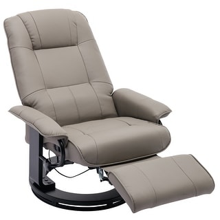 Faux Leather Swivel Recliner Chair with Extendable Footrest, 360-degree ...