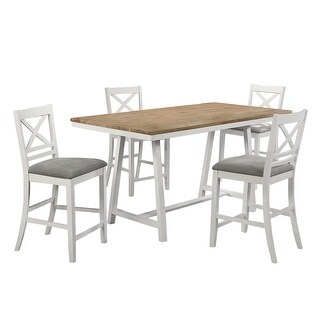 5-piece Rectangular Counter Height Dining Set in Brown and Light Gray ...