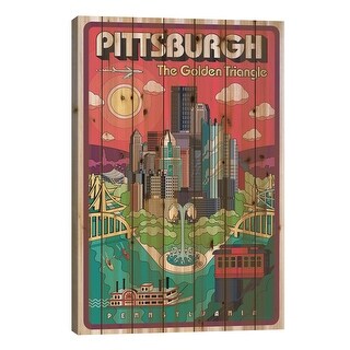 Pittsburgh Pop Art Travel Poster Print On Wood by Jim Zahniser - Multi ...