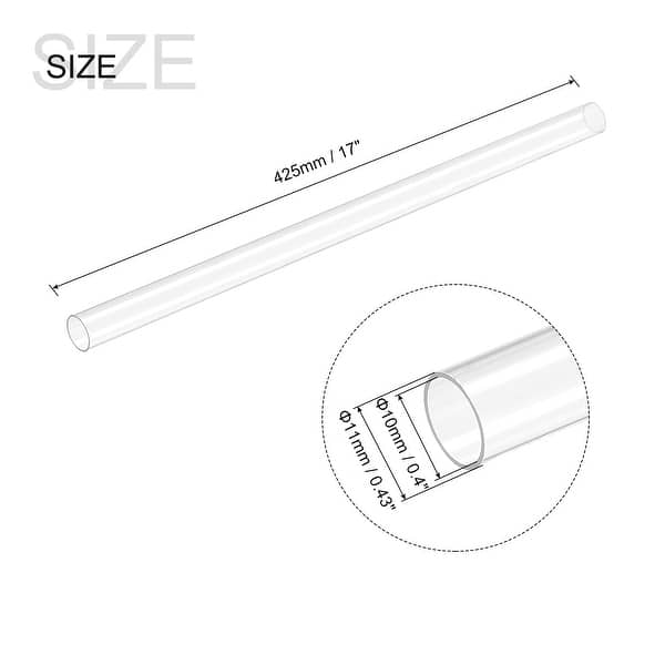 Plastic Pipe Rigid Tube Clear 0.4"(10mm) ID 0.43"(11mm) OD 17" (425mm ...