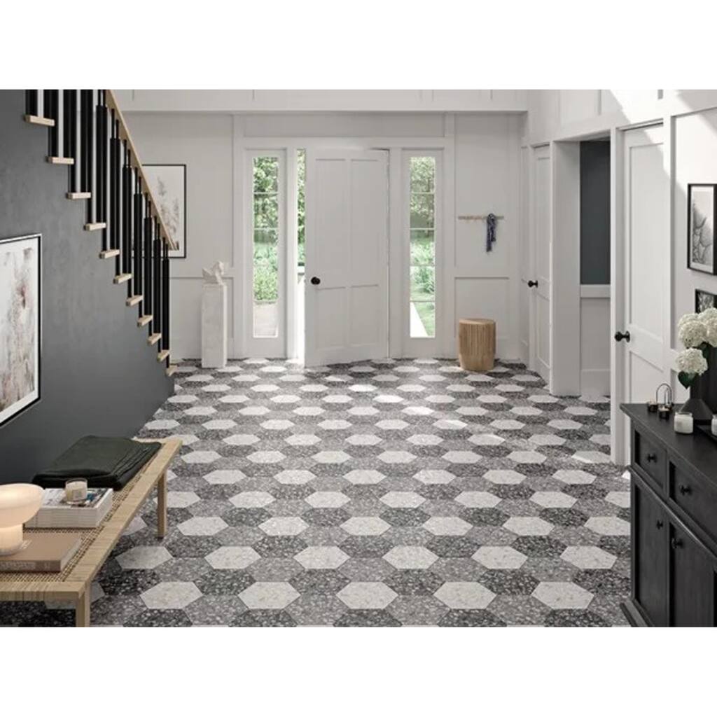 Apollo tile 9" x 10" Aureole Matte Jet Black Brown Porcelain Tile (8.07 ...