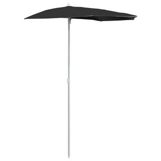 vidaXL Garden Half Parasol with Pole 70.9"x35.4" Black - Bed Bath ...