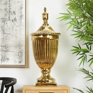 Gold Ceramic Tall Decorative Jars with Grooves - Bed Bath & Beyond ...