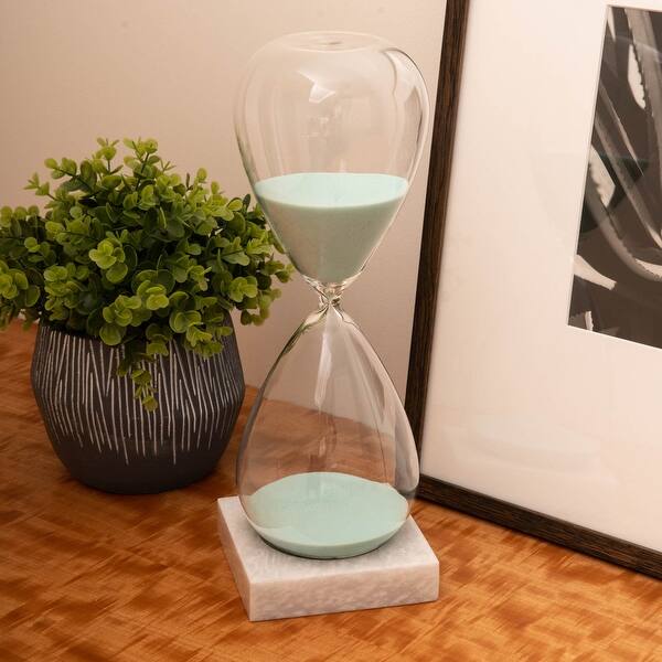 90 Minute Crystal Sand Timer with Light Blue Sand and Marble Base - Bed ...