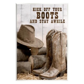 Stupell Kick Off Boots Stay Awhile Phrase Wall Plaque Art by Kim Allen ...