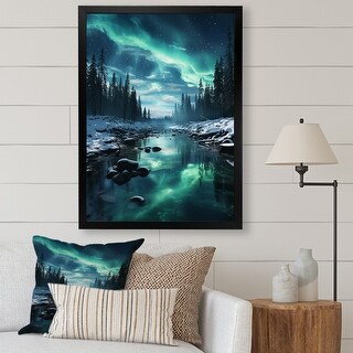 Designart "Aurora Borealis Aurora Symphony IV" Aurora Borealis Framed ...