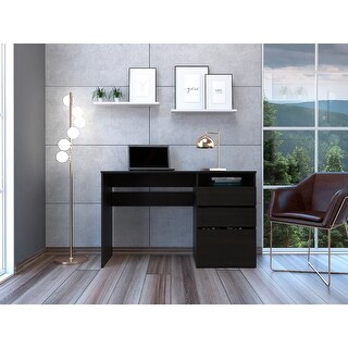 47" Modern Simple Home Office Receptionist Desk Three Drawer Computer ...