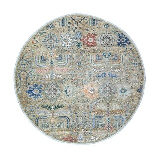 Shahbanu Rugs Cement Gray, Willow Tree Design, Hand Knotted, High Grade ...