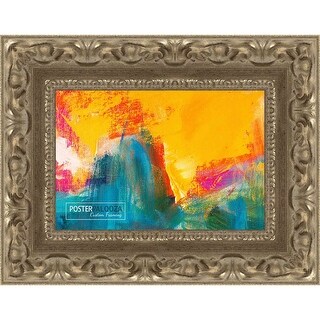 36x16 Distressed/Aged Antique Gold Complete Wood Panoramic Frame with ...