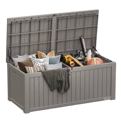 150 Gallon Large Deck Box, Outdoor Storage Box with Padlock for Patio ...