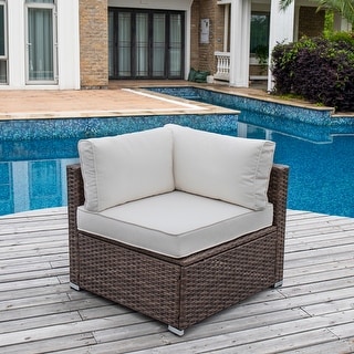 COSIEST Patio Sectional Left/Right Corner Side Wicker Chair - Bed Bath ...