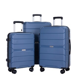 Blue 3PCS Luggage Sets Trunk Set With Spinner Wheels,TSA Lock - Bed ...