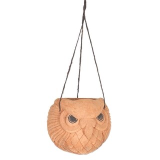 Novica Handmade True Owl Coconut Shell Hanging Planter - Bed Bath ...