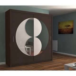 Mebane Modern Wooden Wardrobe - Armoire with Mirror - 80 Inch Wide ...