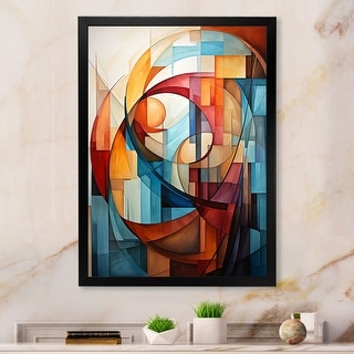 Designart "Cubism Harmony Of Shapes " Cubism Framed Canvas Art Print ...