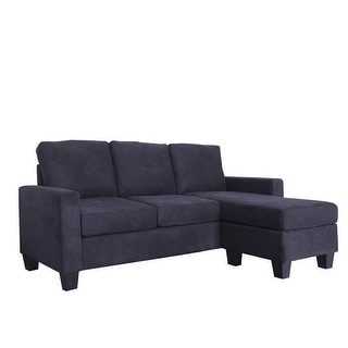 Titanic Furniture Ziva Sofa/Chaise in Dark Gray Fabric with Fluffy Back ...