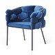 Fabric Dining Chair with Honeycomb Design Padded Backrest, Blue and ...