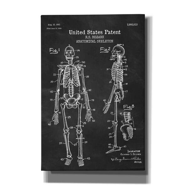 Epic Graffiti 'Anatomical Skeleton Blueprint Patent Chalkboard' Canvas ...