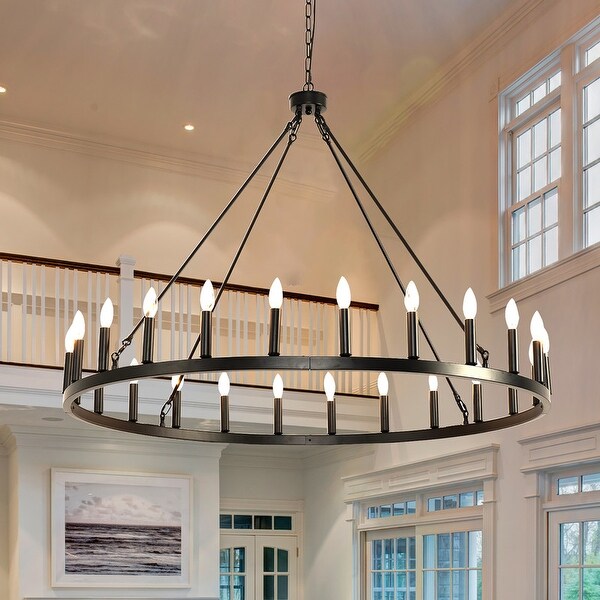 Modern Farmhouse Wagon Wheel Chandelier - Bed Bath & Beyond - 37824467