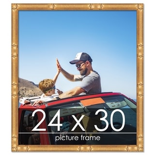 24x30 Frame Gold Bamboo Solid Wood Picture Frame with UV Acrylic, Foam ...