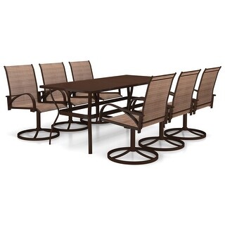 vidaXL 7 Piece Patio Dining Set Textilene and Steel - Bed Bath & Beyond ...