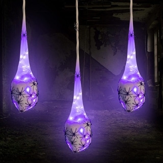 3.2FT Halloween Decoration Hanging Light Up Spider Egg Sacs 3 Packs ...