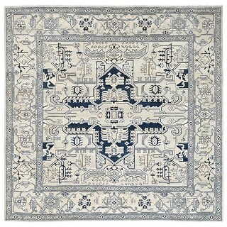 Shahbanu Rugs Coin Gray Hand Knotted Natural Wool Dense Weave Afghan ...