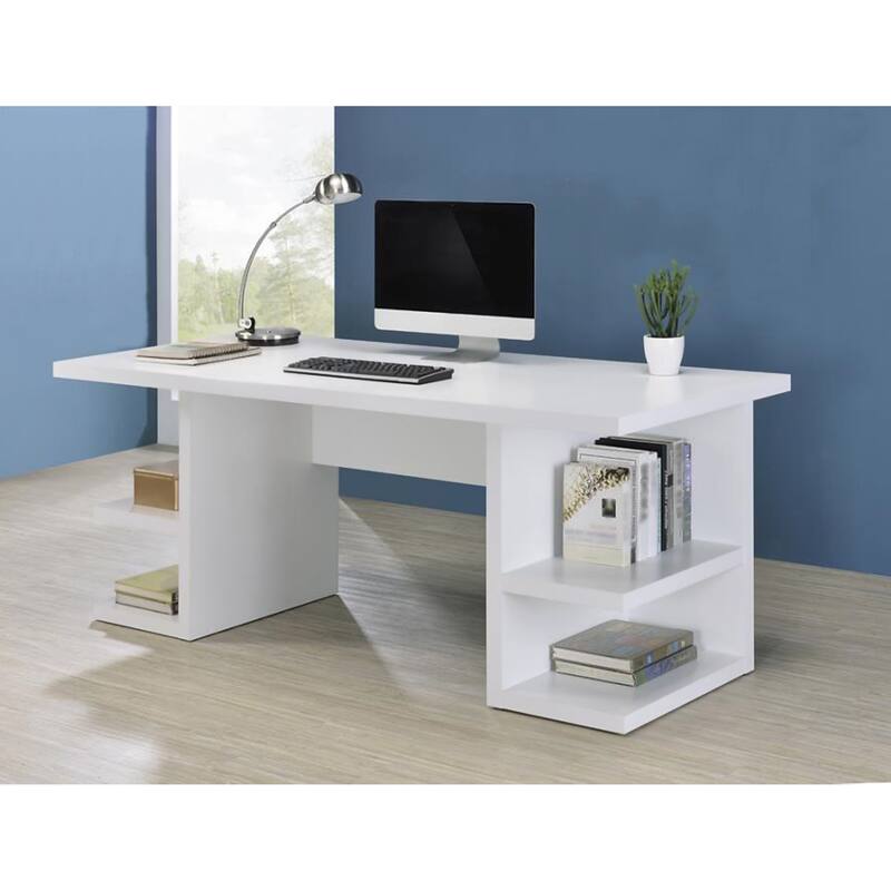 Grande Modern Design Home Office White Computer Desk with Shelves ...