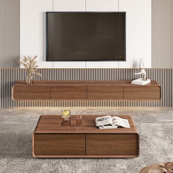 rustic floating media console